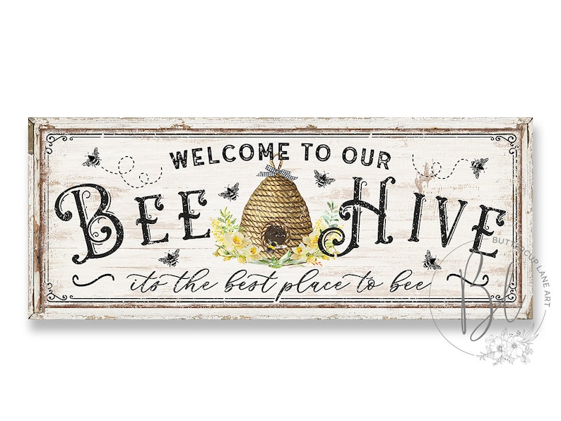 Honey Bee Welcome Sign Honey Bee Wall Art Bee Hive Decor - Etsy