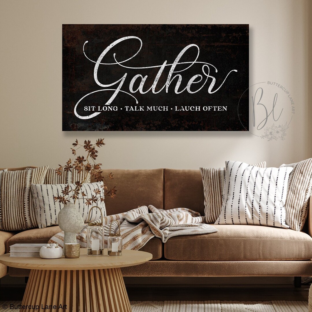 Large Gather Wall Art, Gather Wall Sign, Gather Wall Decor, Wall Art ...