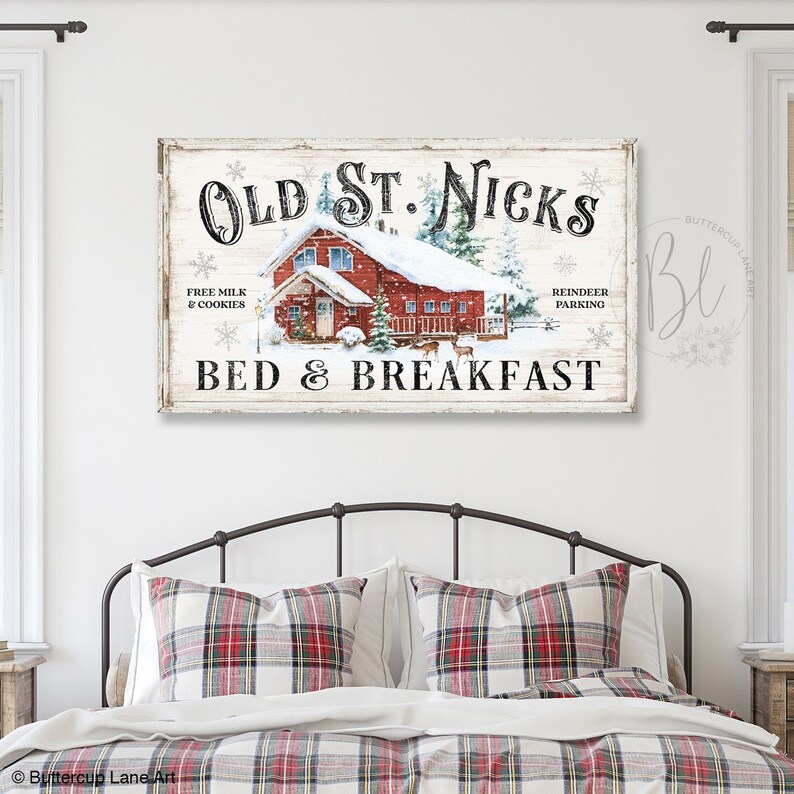 Old St Nicks Bed and Breakfast Christmas Sign Large Christmas - Etsy