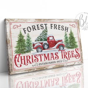 Forest Fresh Christmas Tree Farm Sign, Large Christmas Wall Art Vintage ...