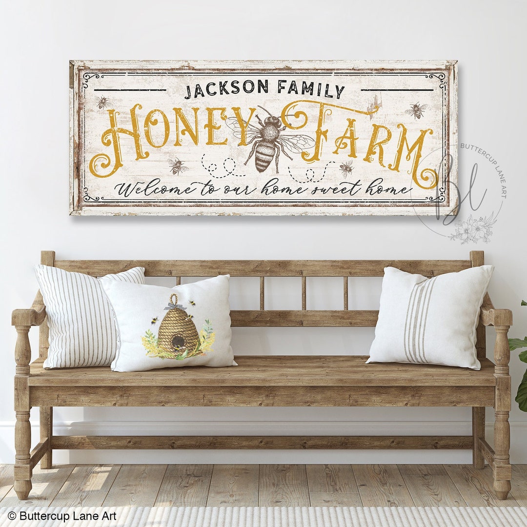 Personalized Honey Farm Sign | Bee Wall Art | Honey Sign | Summer Sign ...