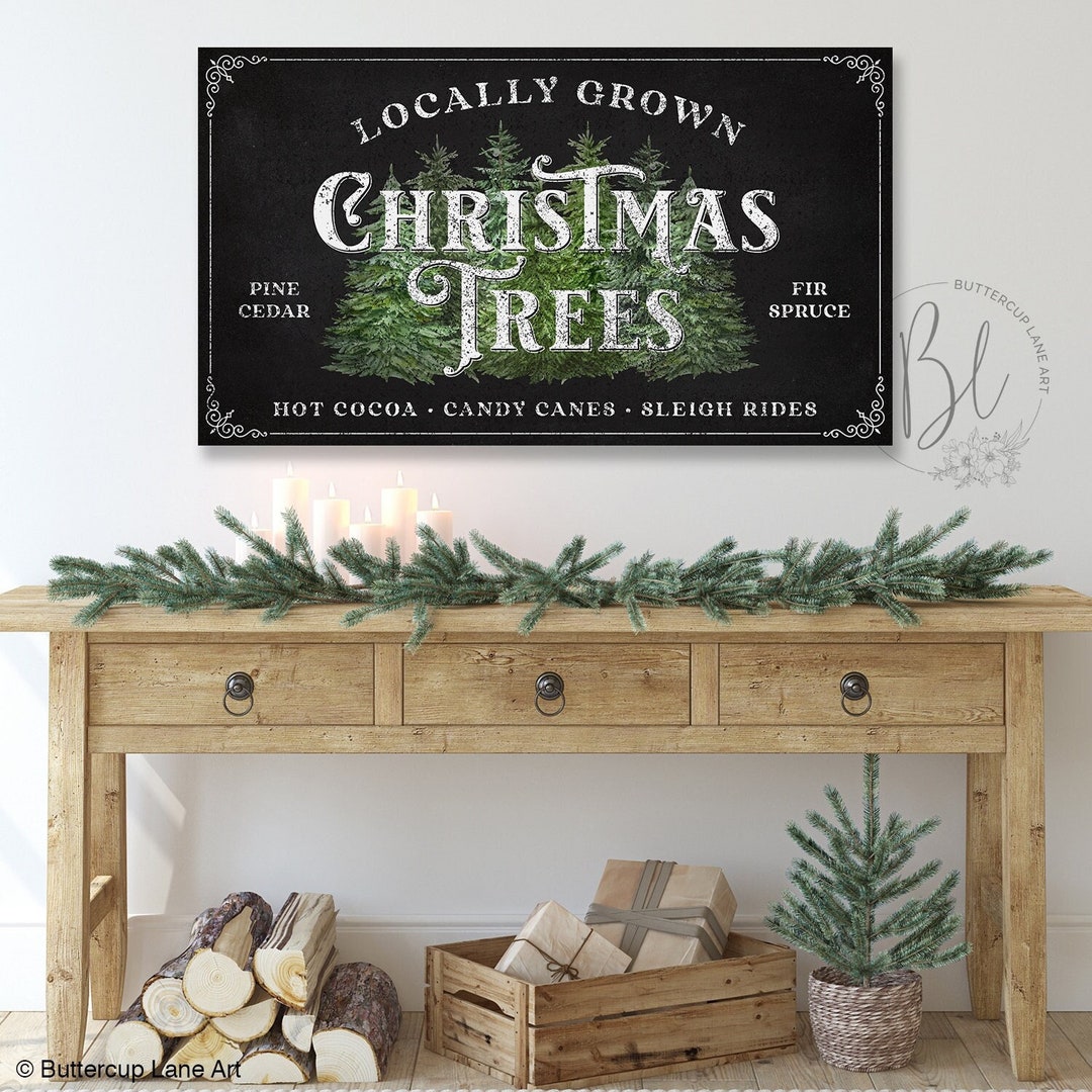 Christmas Tree Farm Sign, Large Christmas Wall Art, Christmas Canvas ...