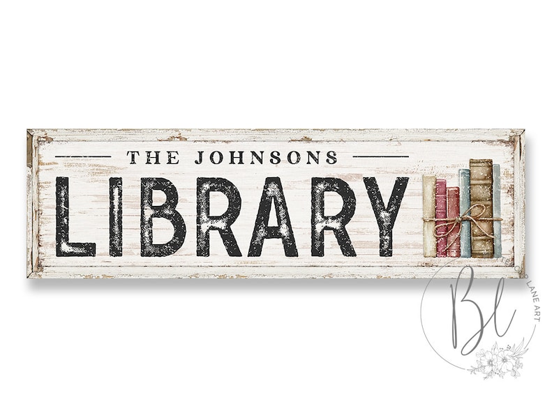 Personalized Library Sign Library Signs for Home Library - Etsy
