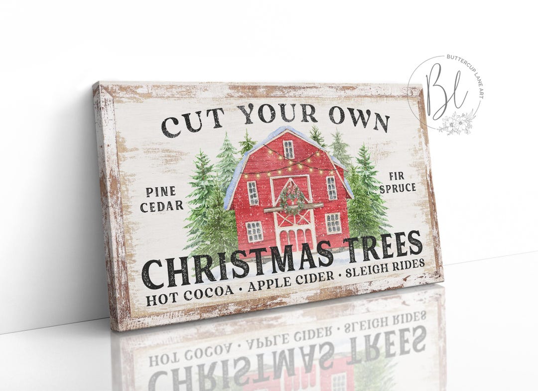 Christmas Tree Farm Sign, Large Christmas Wall Art, Rustic Christmas ...