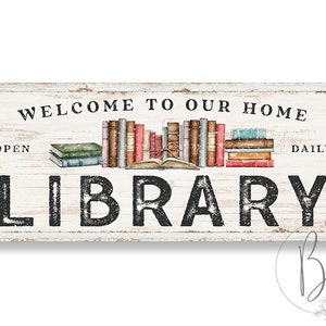 Library Sign, Library Signs for Home, Library Decor, Farmhouse Decor ...