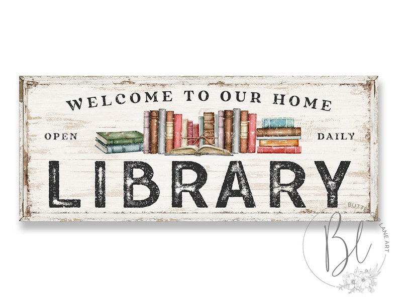 Library Sign, Library Signs for Home, Library Decor, Farmhouse Decor ...