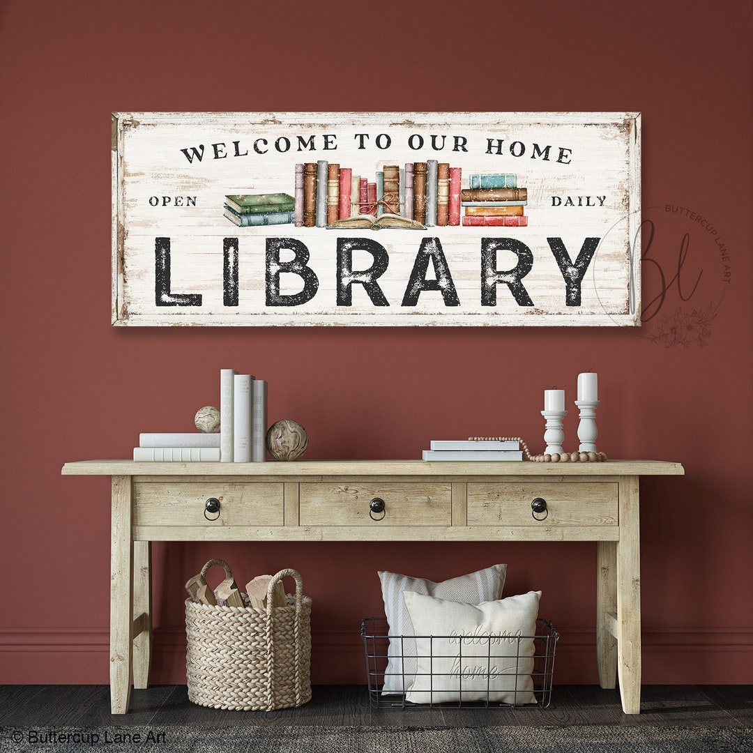 Library Sign, Library Signs for Home, Library Decor, Farmhouse Decor ...