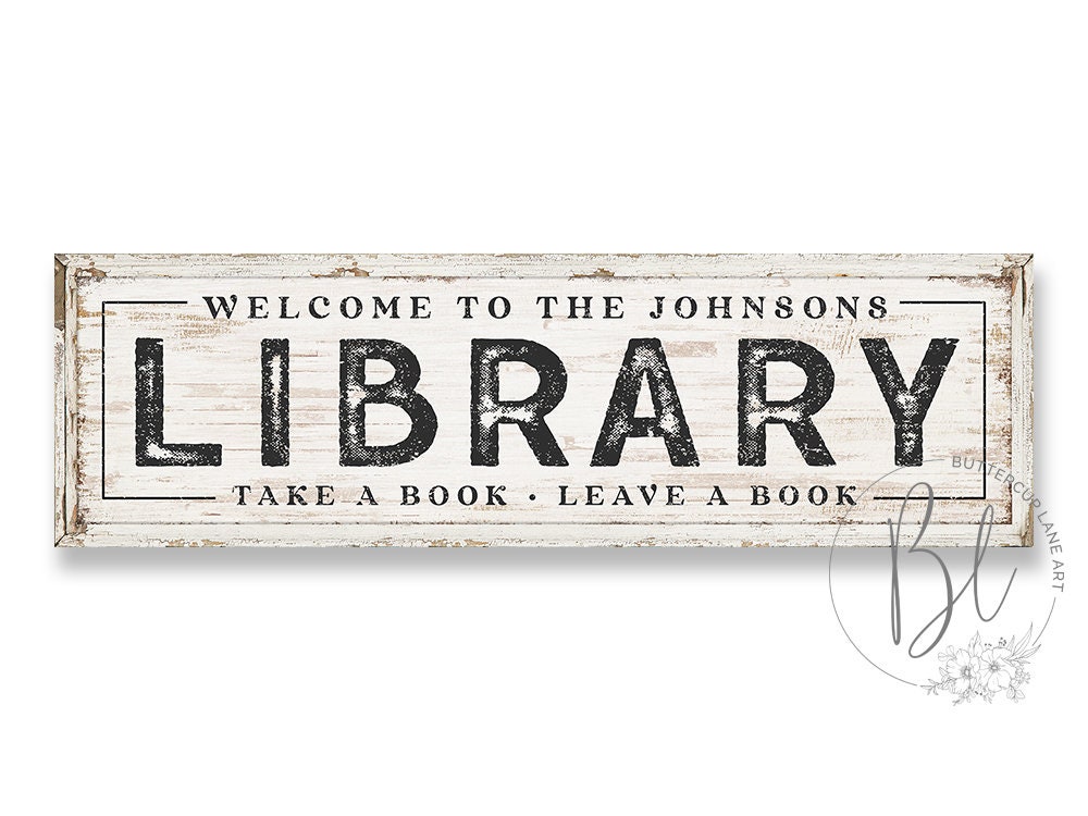 Personalized Library Sign Library Signs for Home Library - Etsy