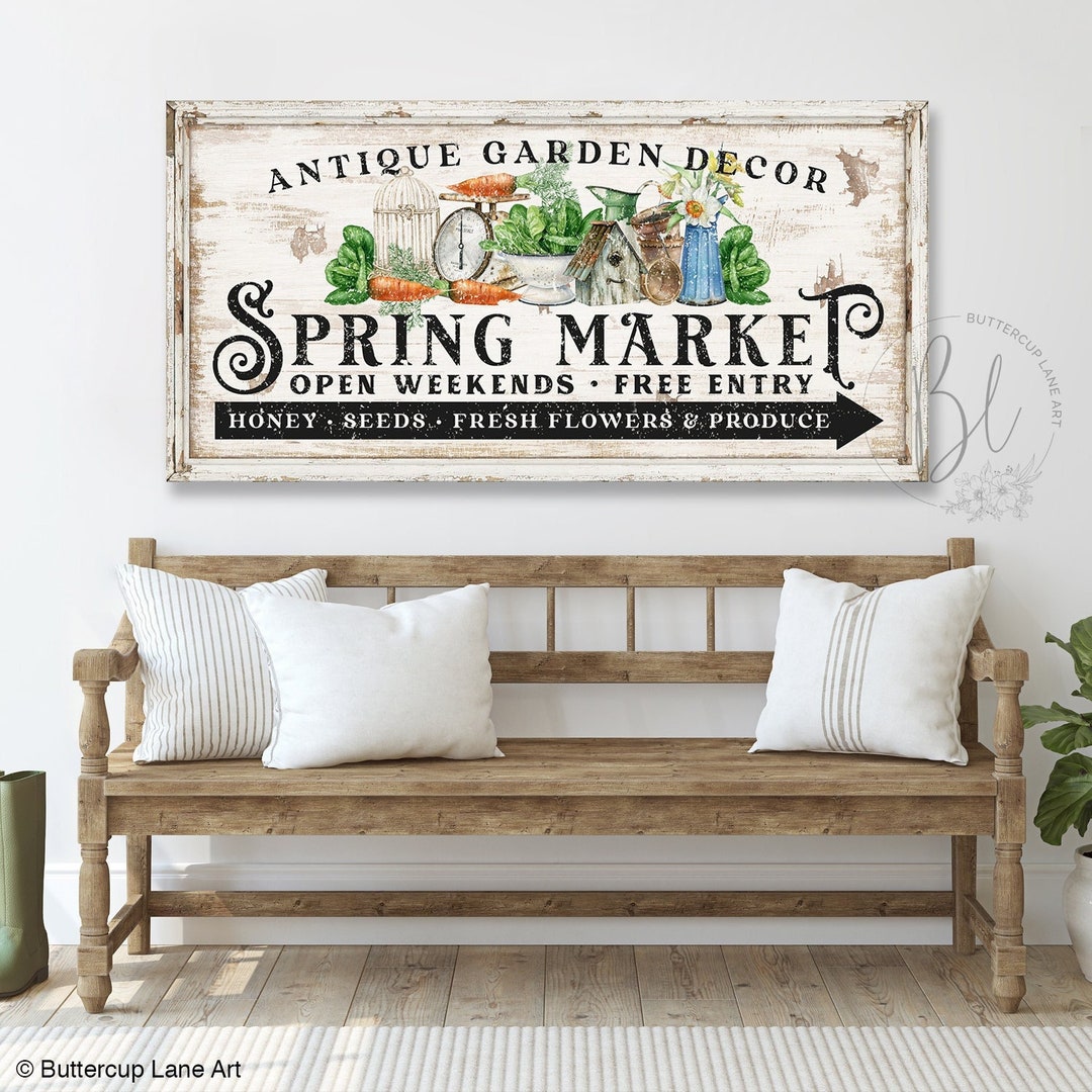 Spring Market Wall Art, Spring Wall Decor, Farmhouse Sign, Farmhouse ...
