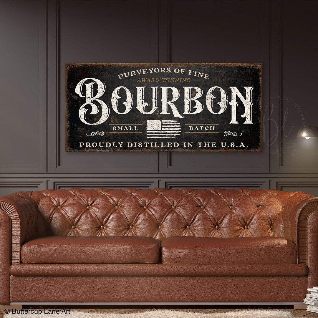 Bourbon Sign, Rustic Bar Sign, Basement Bar and Lounge Sign, Basement ...