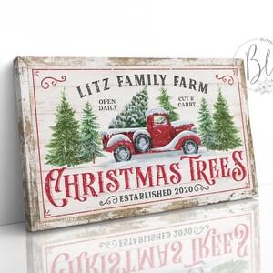 Personalized Christmas Tree Farm Sign, Large Christmas Wall Art Vintage ...