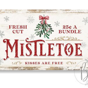 Large Christmas Wall Art, Mistletoe Christmas Canvas Wall Art, Holiday ...