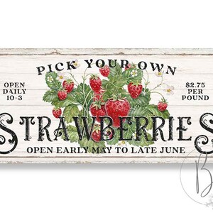 Strawberry Sign | Vintage Strawberry Sign | Antique Farmhouse Decor for ...