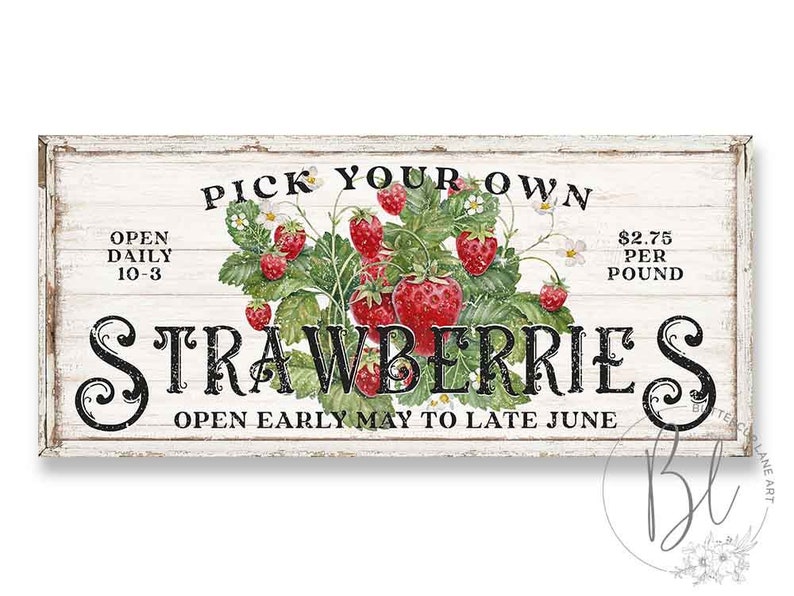 Strawberry Sign Vintage Strawberry Sign Antique Farmhouse - Etsy