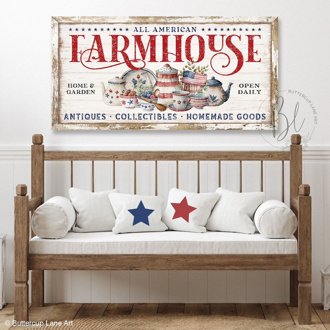 Patriotic Farmhouse Sign | Fourth of July Sign | 4th of July Decor for ...