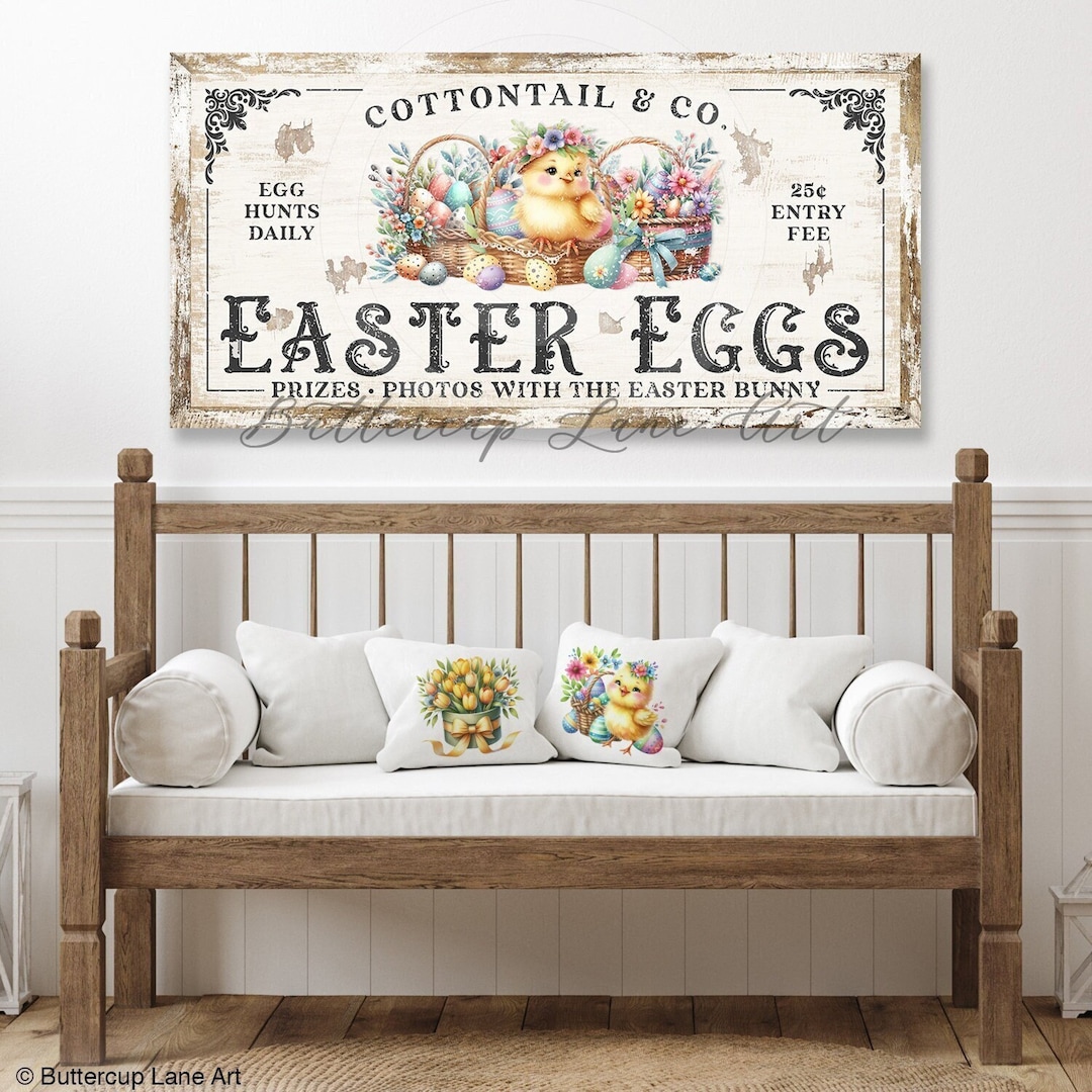 Easter Bunny Sign Decor, Rustic Easter Sign, Farmhouse Easter Sign Wall ...