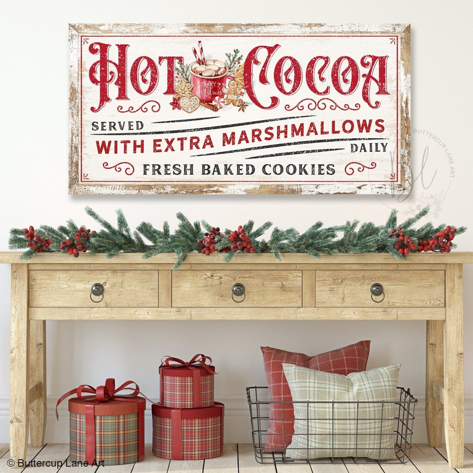 Hot Cocoa Sign Hot Cocoa Bar Sign Farmhouse Christmas Signs - Etsy