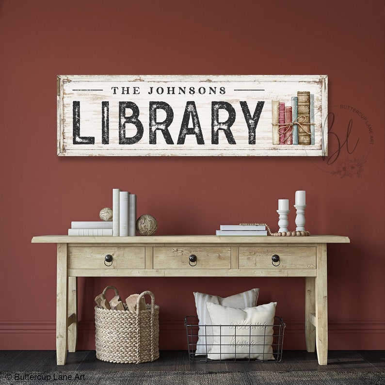 Personalized Library Sign Library Signs for Home Library - Etsy