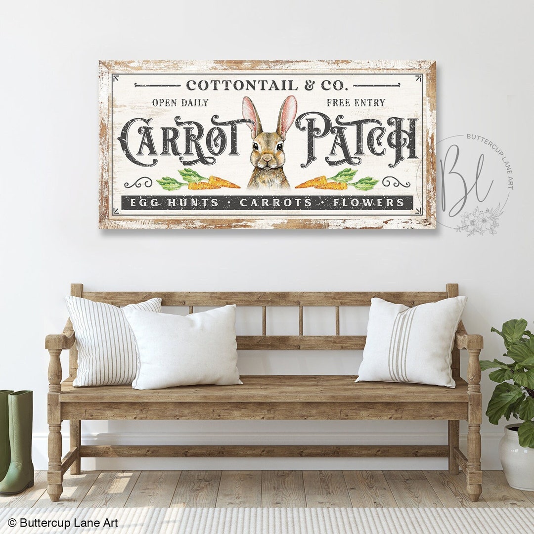 Cottontail's Carrot Patch Sign, Rustic Easter Sign, Farmhouse Easter ...