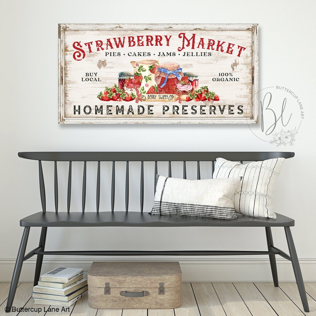 Strawberry Sign | Strawberry Market Sign | Summer Sign | Farmhouse ...