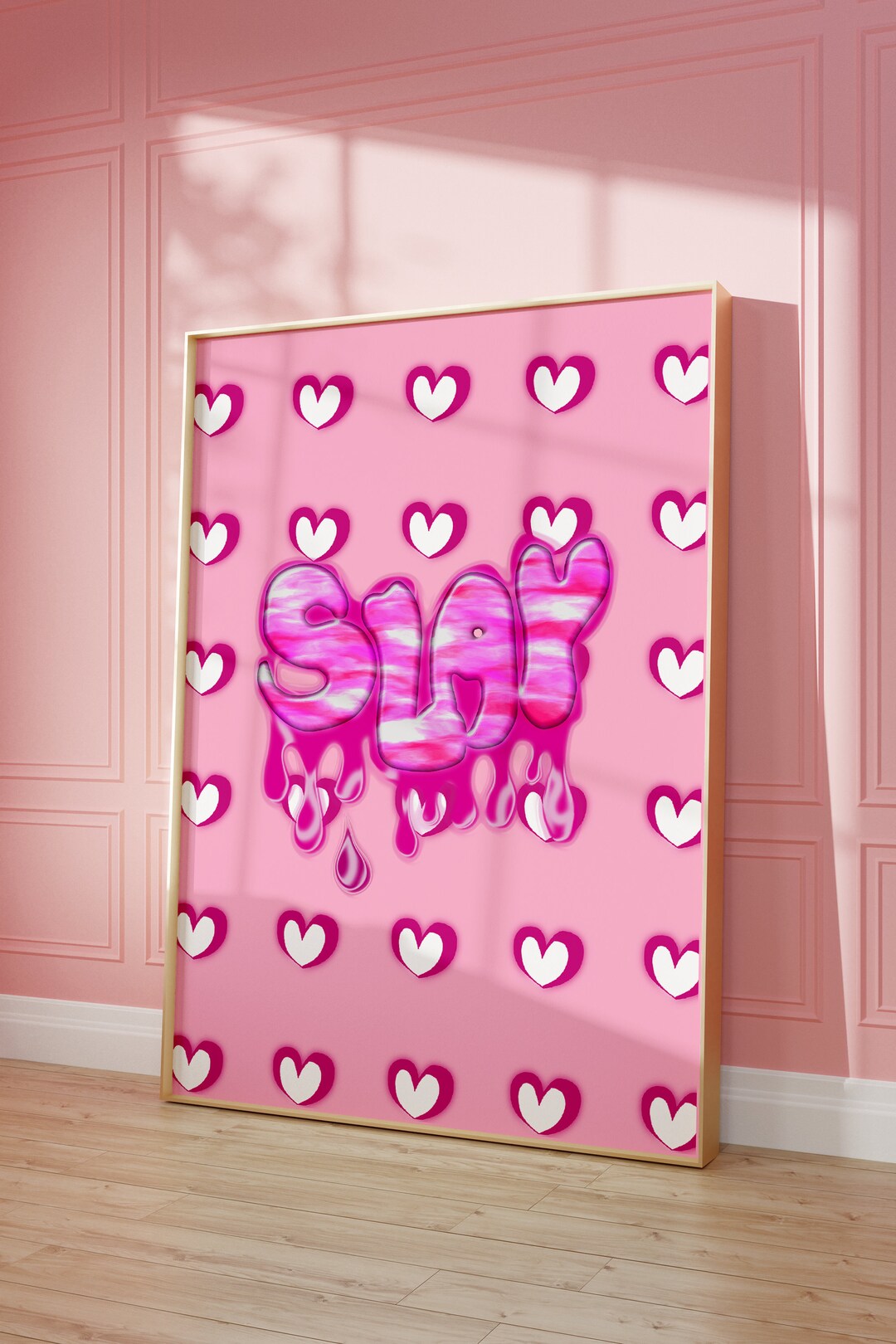 Rolled Posters, Print Slay Graphic, Pink, Hearts, Poster, Heart, Pink ...