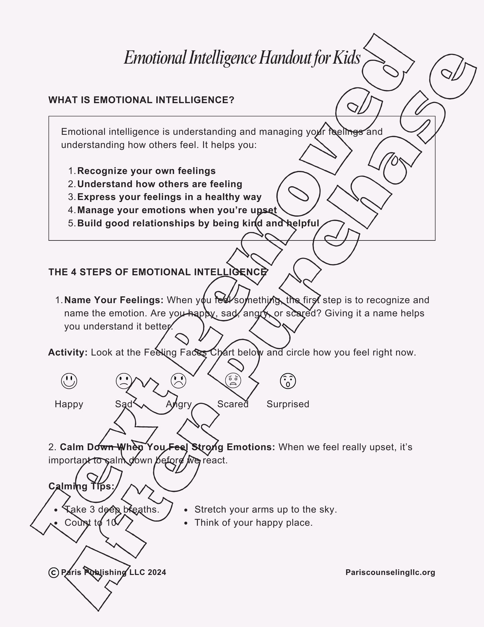 Emotional Intelligence Worksheets - Etsy