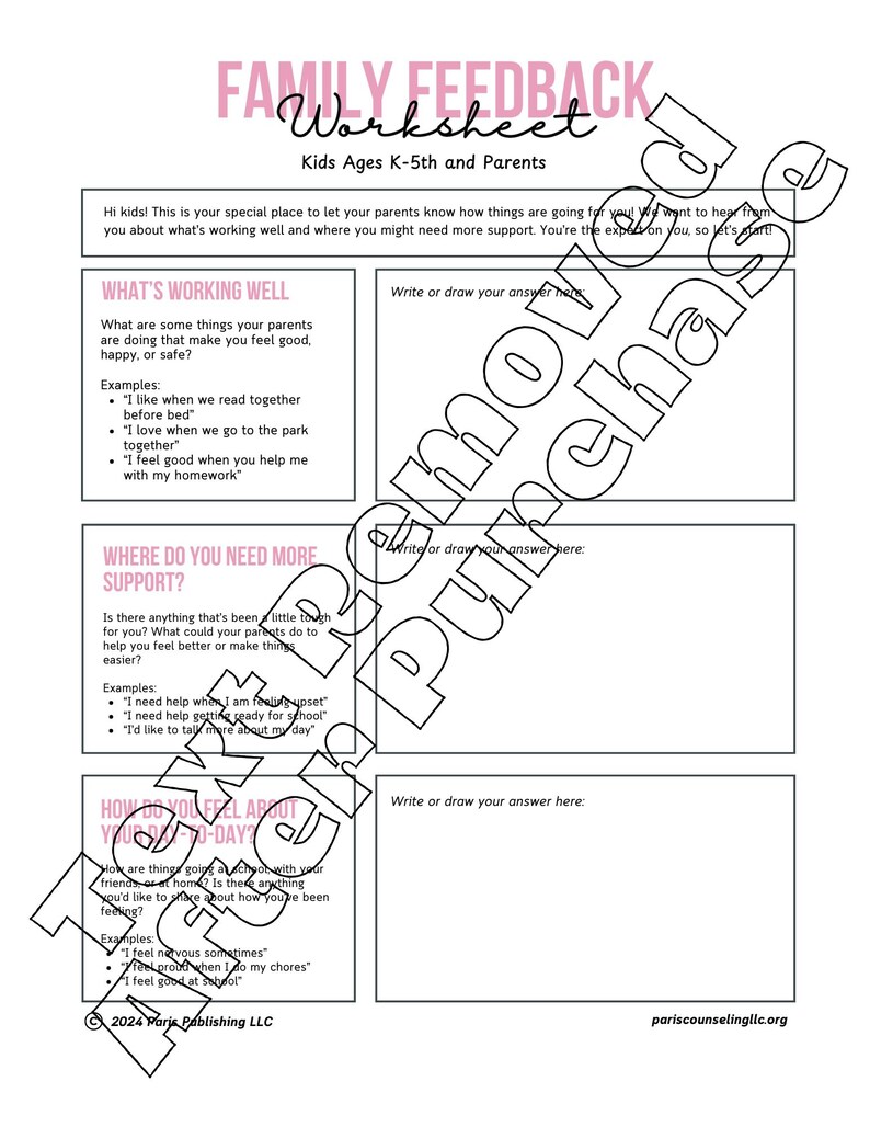 Family Feedback Worksheets - Etsy
