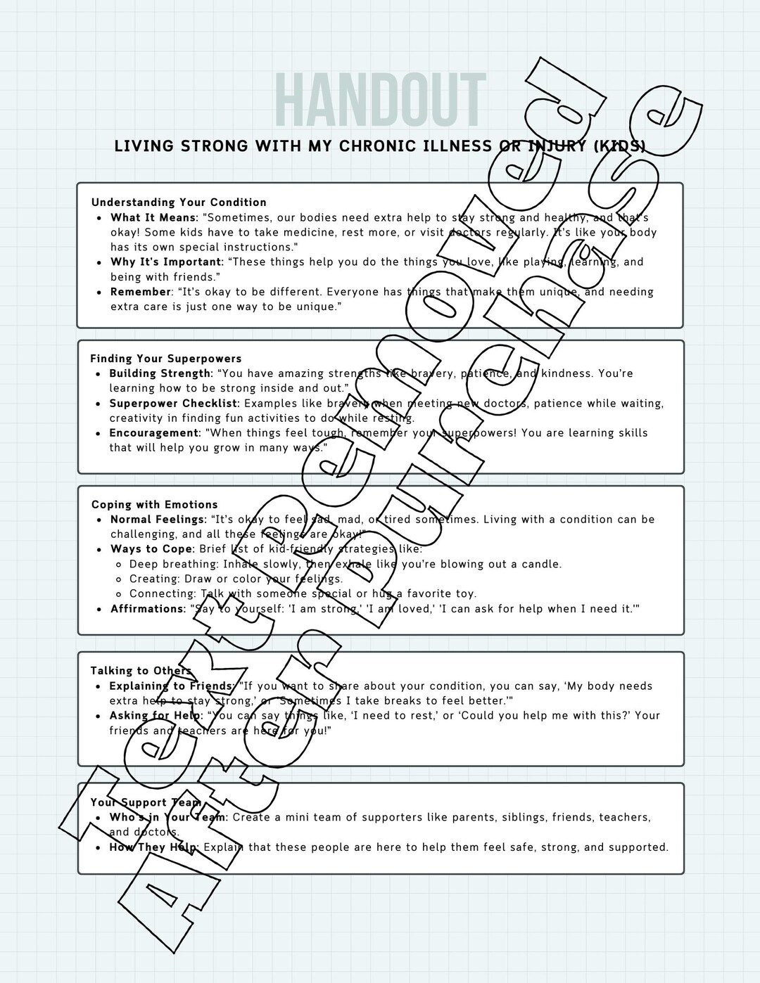 Chronic Illness and Injuries Handout + Worksheet - Etsy