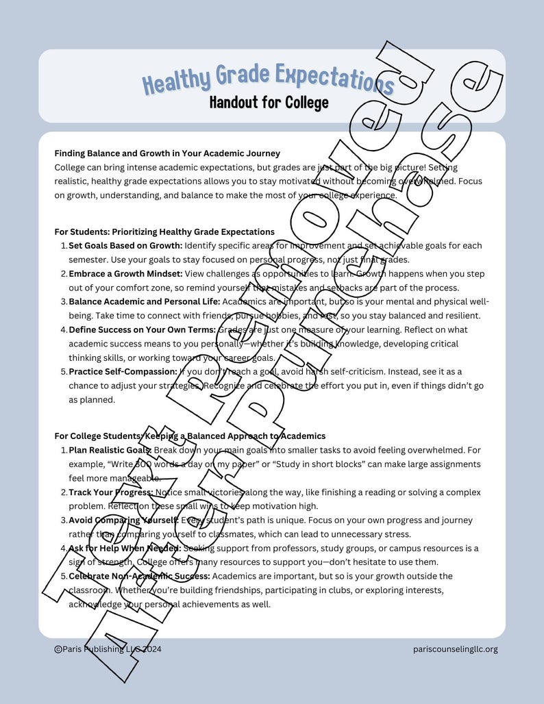 Grade Expectation Handouts + Worksheets - Etsy