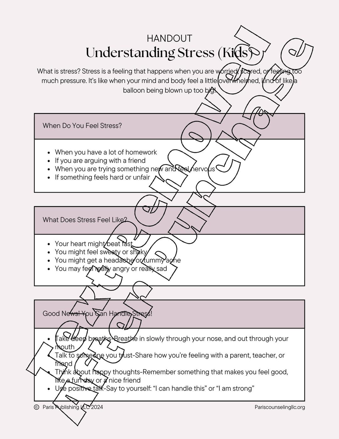 Understanding Stress Handout + Worksheet - Etsy