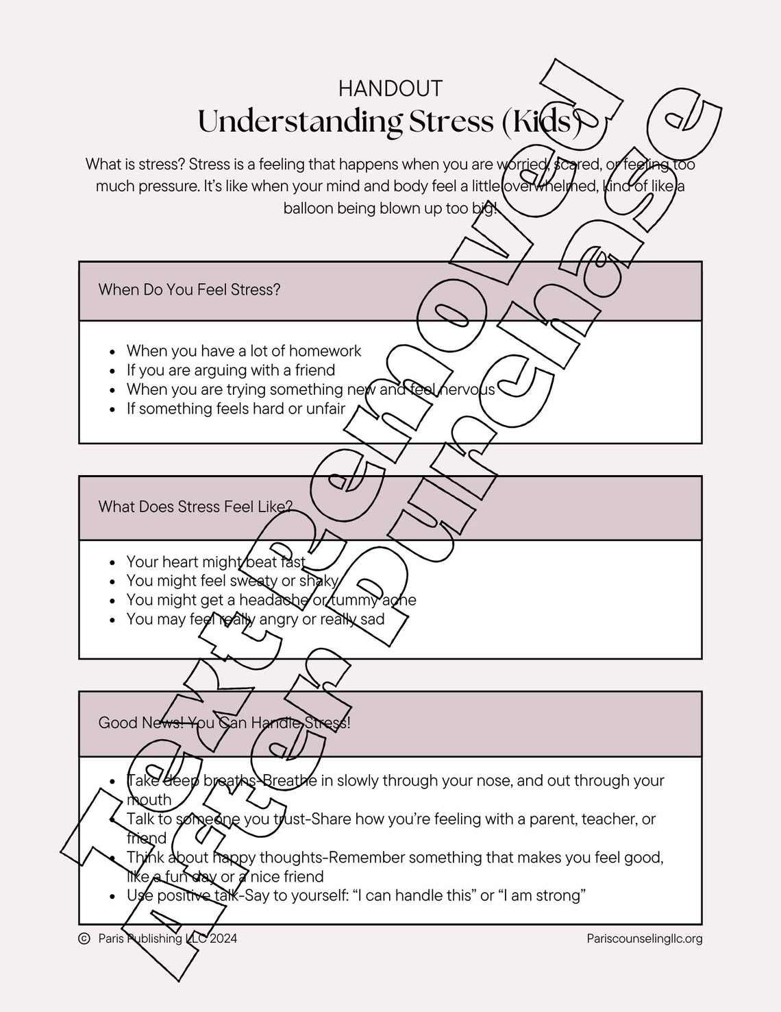 Understanding Stress Handout + Worksheet - Etsy