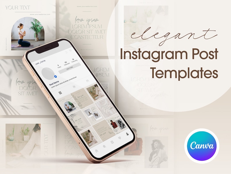 Instagram Post Templates in Canva, Elegant Instagram Feed, Social Media ...