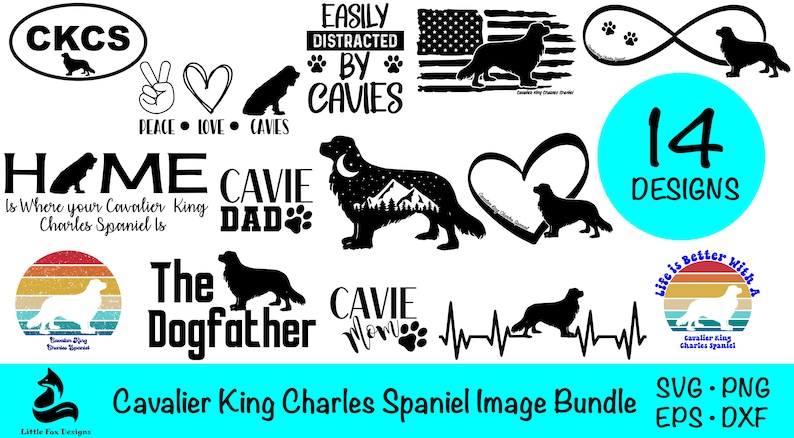 Cavalier King Charles Spaniel Images SVG Bundle / Spaniel Dog Clipart ...