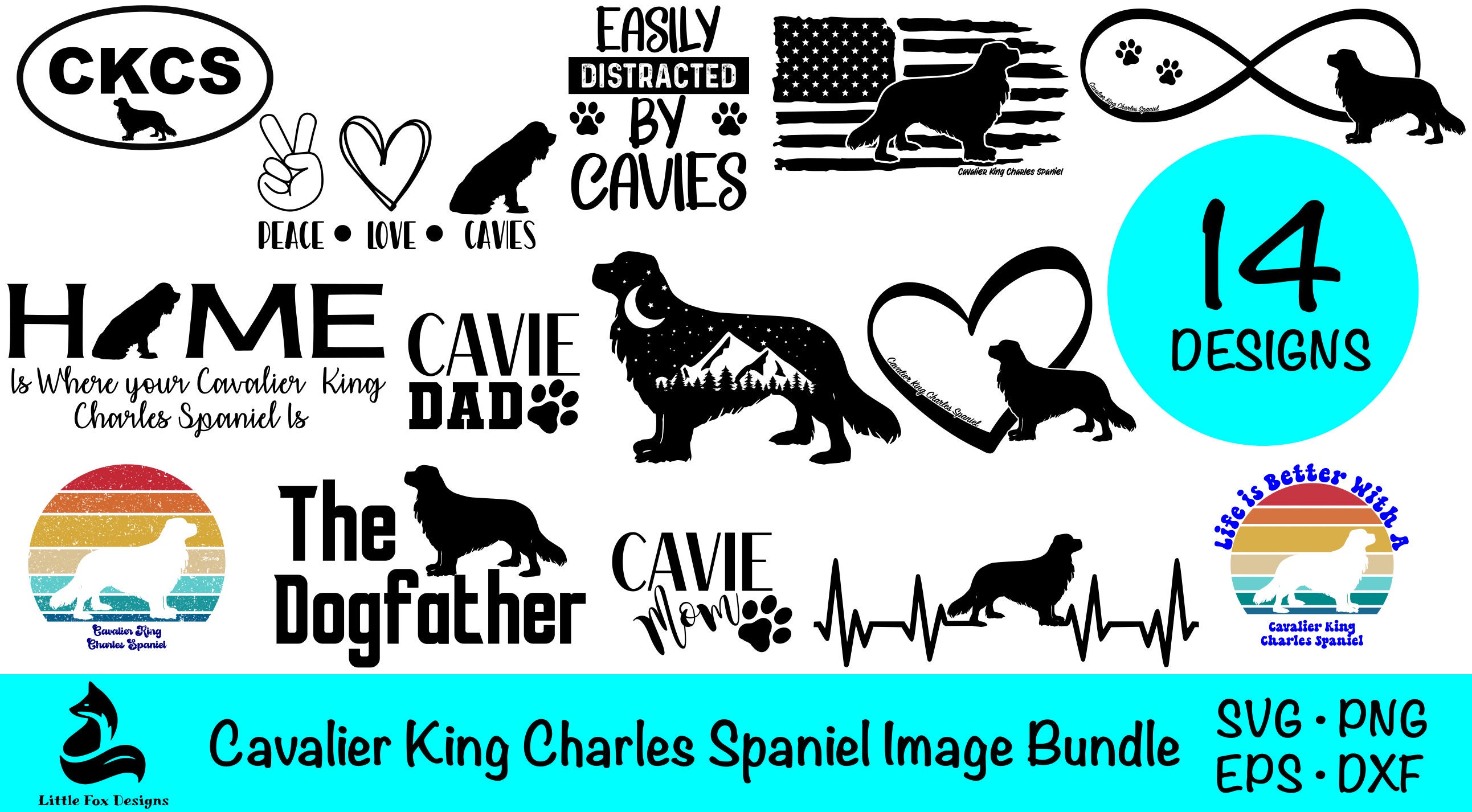 Cavalier King Charles Spaniel Images SVG Bundle / Spaniel Dog Clipart ...