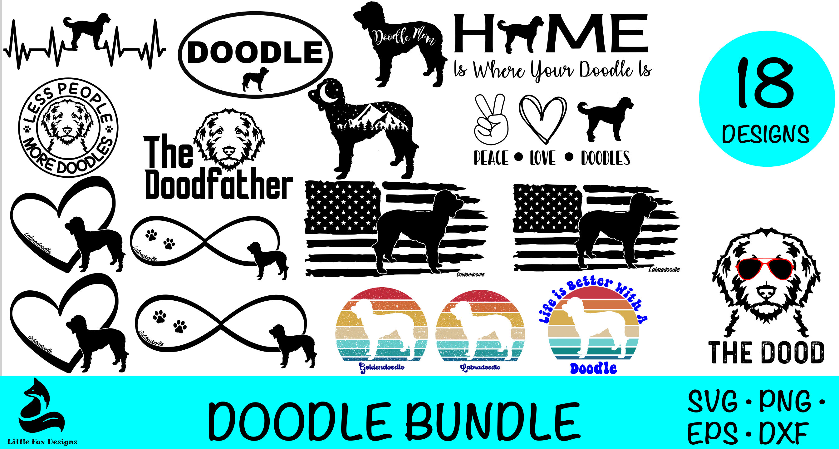 18 Doodle Images SVG Bundle / Goldendoodle Clipart/ Cut File/ - Etsy
