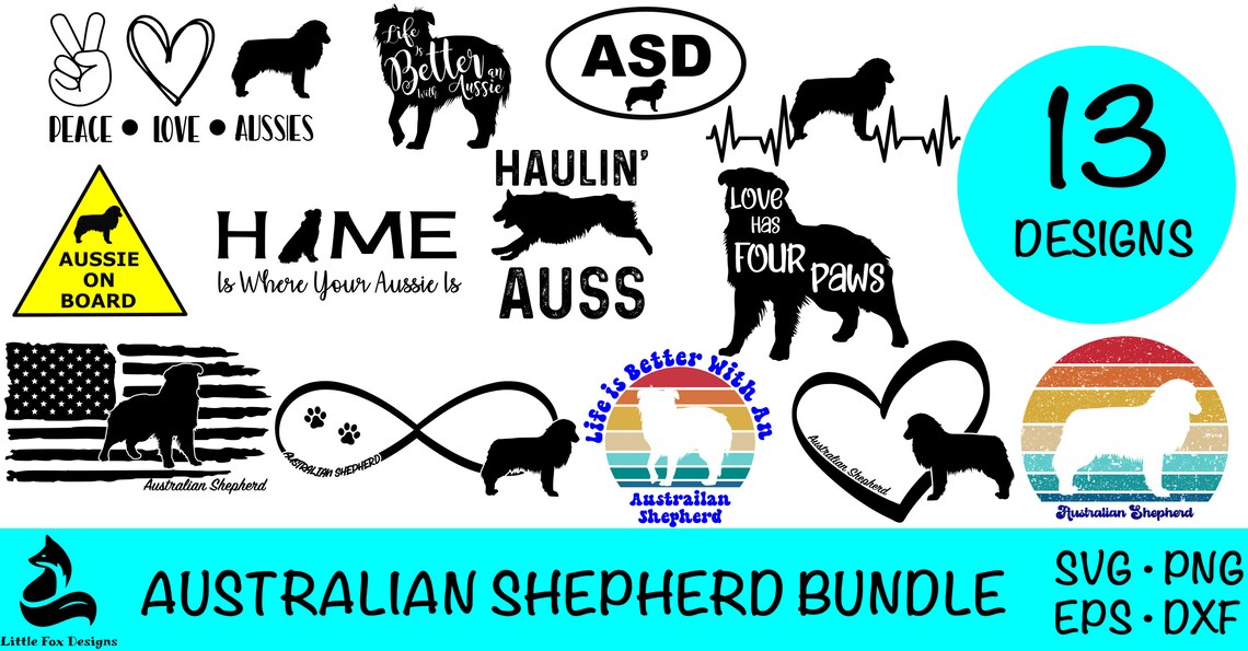13 Australian Shepherd Dog SVG Bundle / Aussie Clipart/ Cut File ...