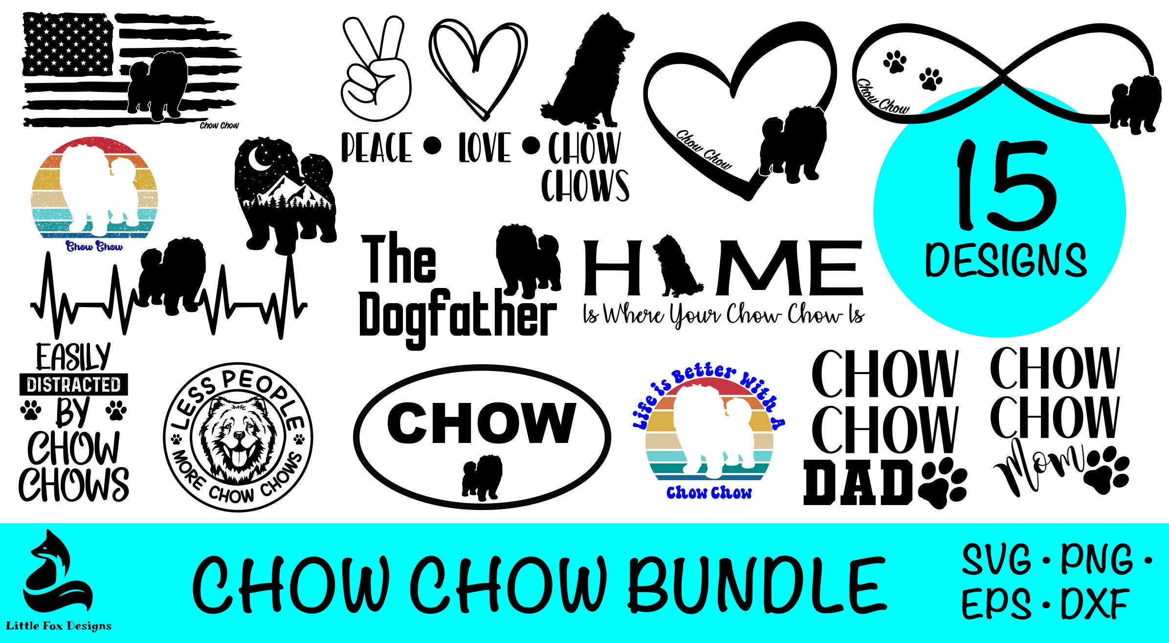 15 Chow Chow Images SVG Bundle / Chow Clipart/ Cut File/ Cricut/ Vector ...