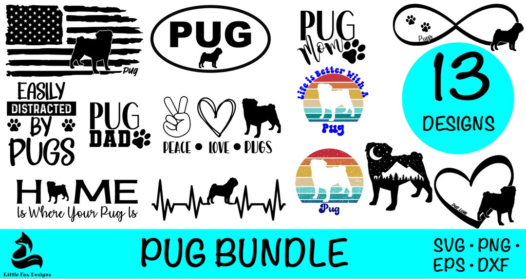 Mops SVG Bundle / Mops Clipart / Cut File / Cricut / Vektor / Dxf / Png ...