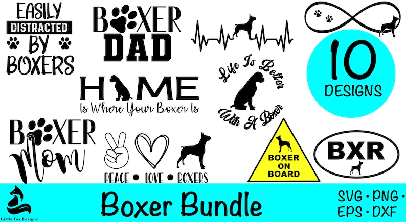 Boxer Dog Cut File Images SVG Bundle / Boxer Clipart/ Cut File/ Cricut ...