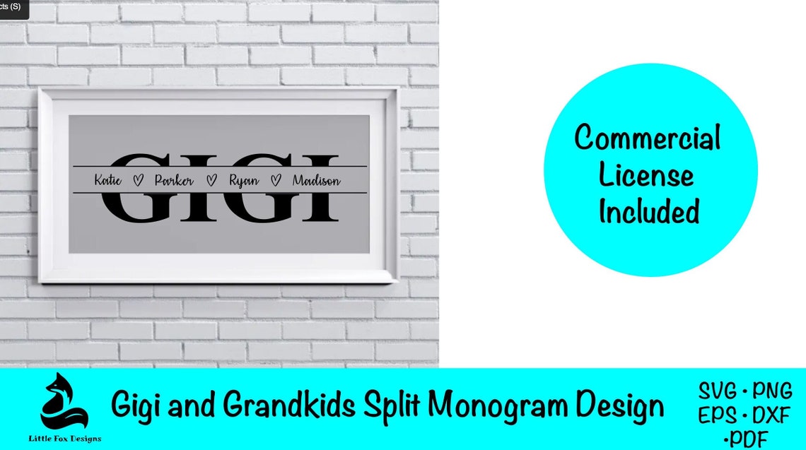 Gigi SVG, PNG, PDF Split Gigi Frame Svg, Mother's Day Svg, Mom Cut File ...