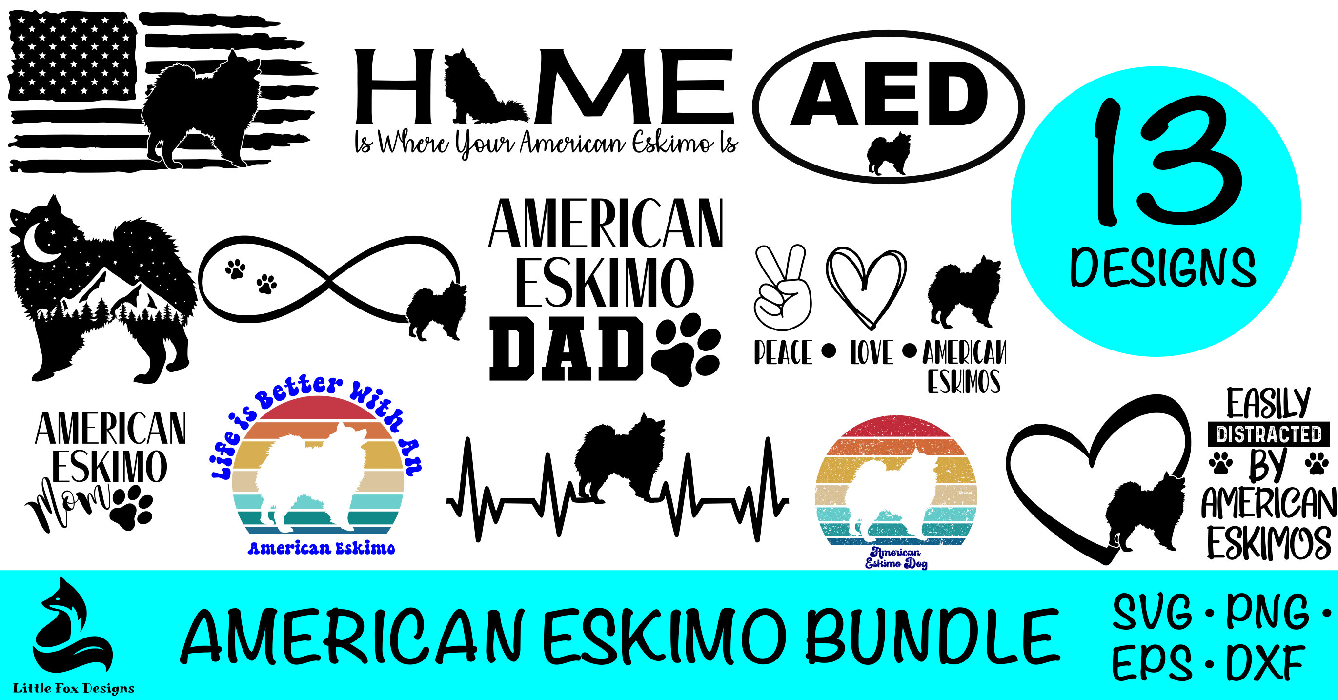 American Eskimo Dog SVG Bundle, Am Eskimo Clipart (digital Files) - Etsy