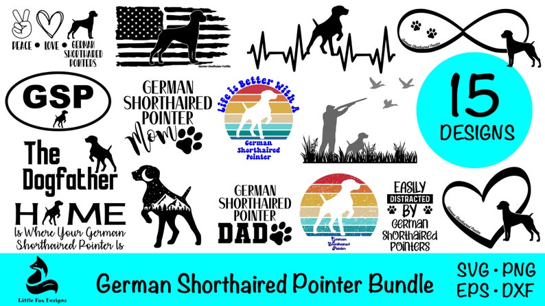 15 German Shorthaired Pointer SVG Bundle / Pointer Dog Clipart/ Cut ...