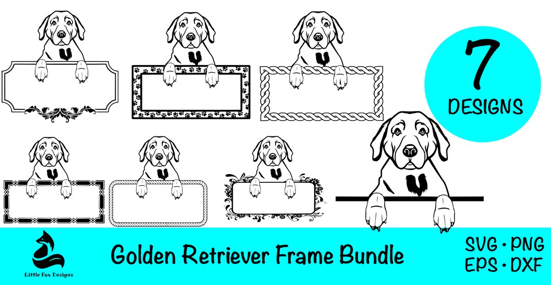 Golden Retriever Frame SVG Bundle, Dog Clipart (digital Download) - Etsy