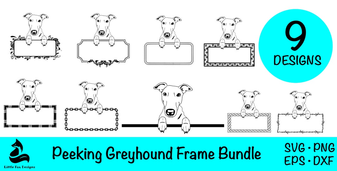 9 Peeking Greyhound Dog SVG Frame Bundle / Peeking Race Dog Clipart ...