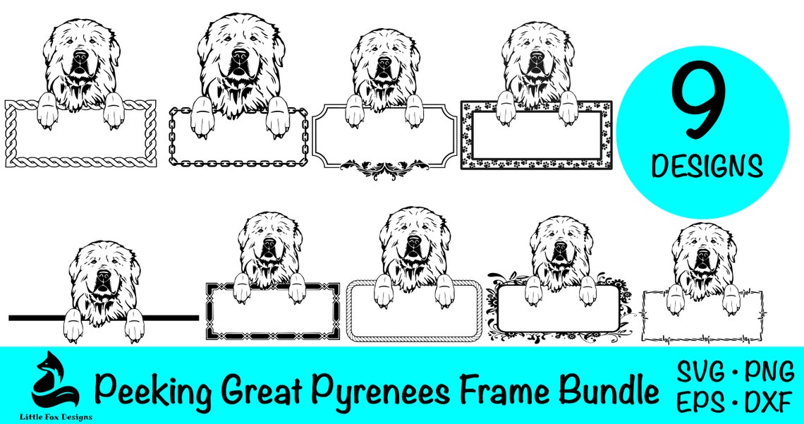 Pyrenees Peeking Dog Frame SVG Bundle (digital Download) - Etsy