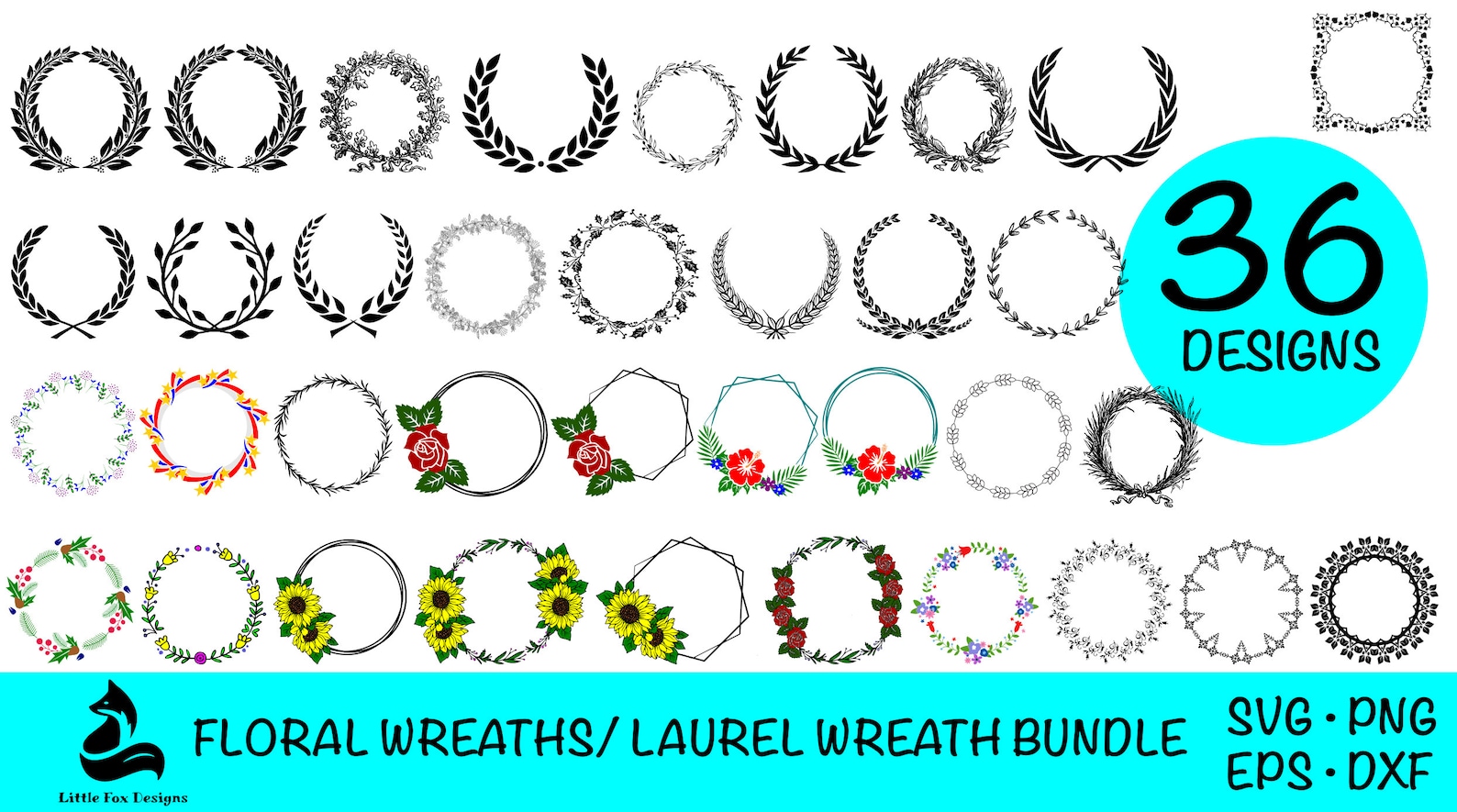 36 Wreaths Svg Bundle Circle Bundle Floral Wreath Svg Heart Laurel ...
