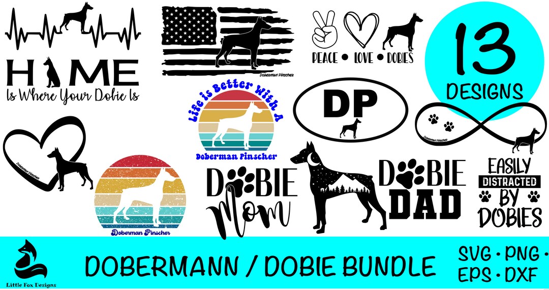 13 Dobermann SVG Bundle / Dobie Clipart/ Cut File/ Cricut/ Vector/ Dxf ...