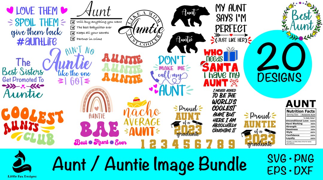 Aunt Svg Bundle, Auntie Svg, Retro Aunt Svg, Auntie Shirt Svg, Auntie ...