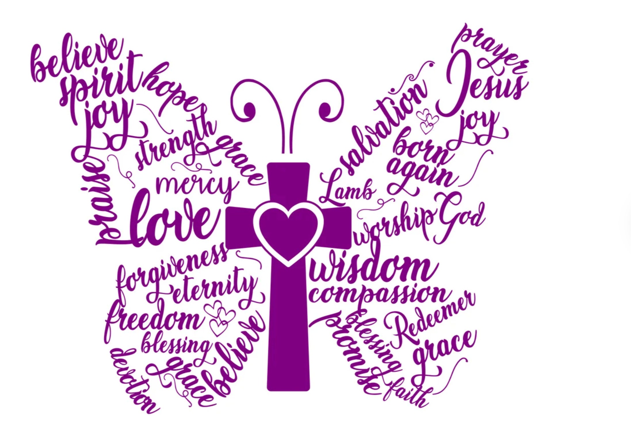 Christian Butterfly Cross SVG, Religious Words Cut File (digital ...