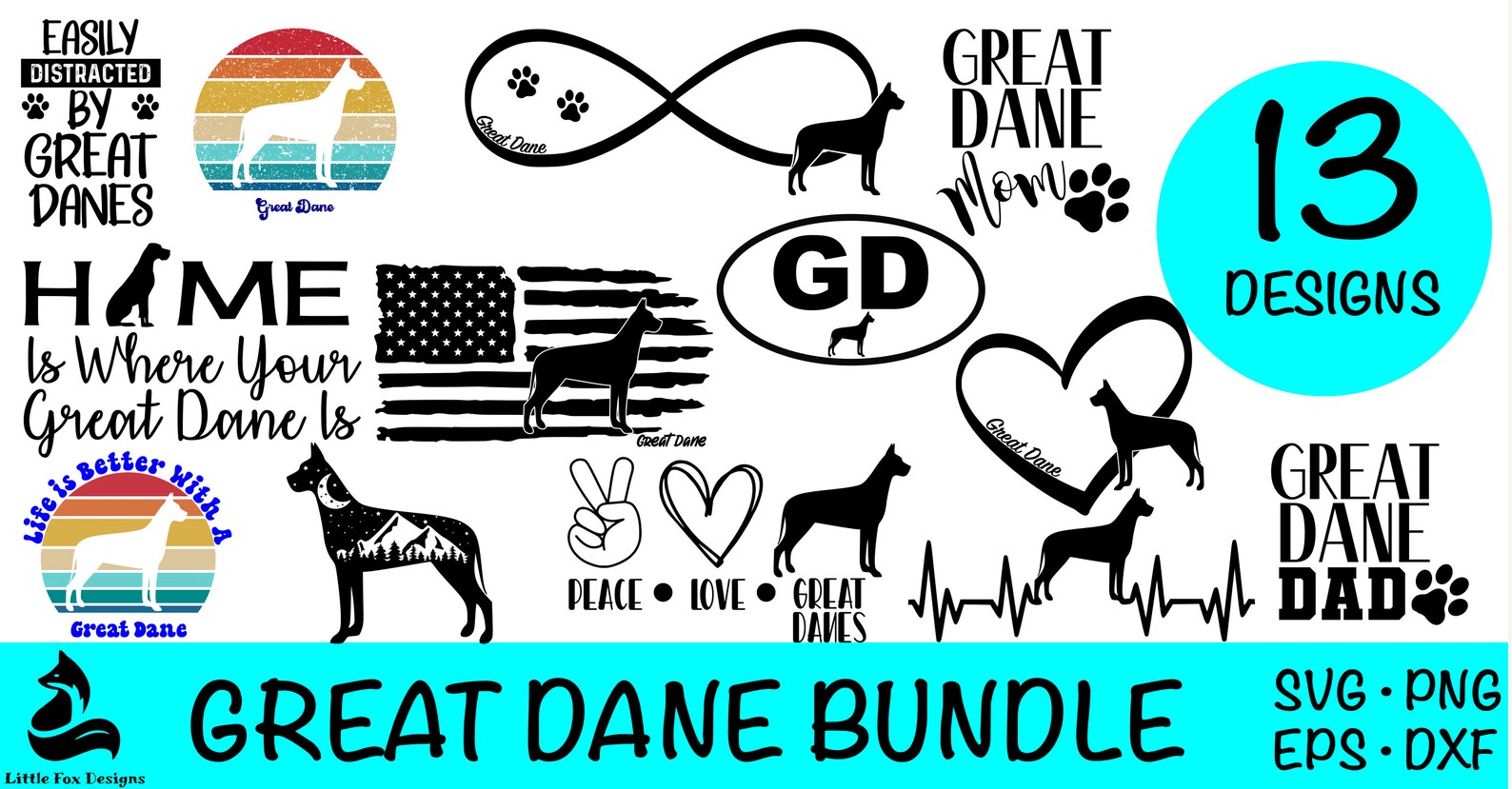 13 Great Dane Images SVG Bundle / Dane Clipart/ Cut File/ Cricut ...
